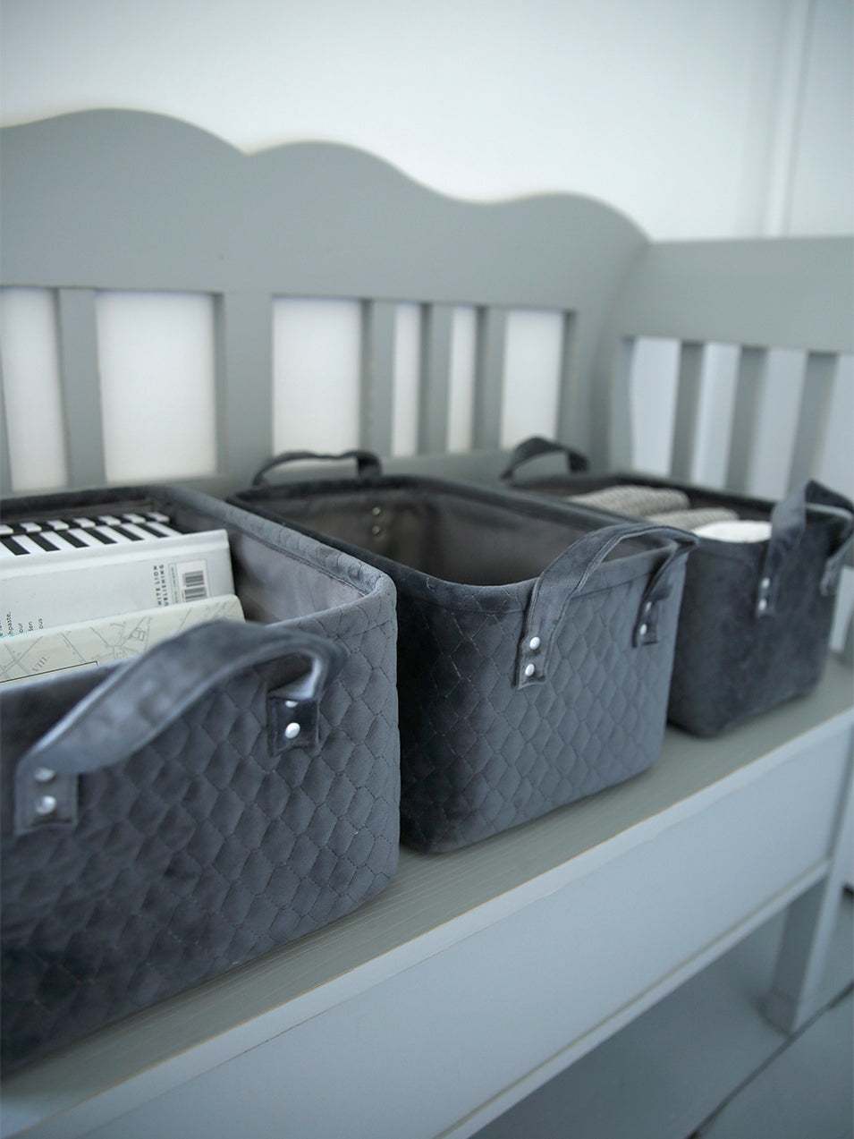 Grey Velvet Storage Basket – Clem & Co